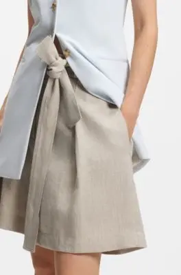 BOSS Relaxed-fit Linen-blend Culottes