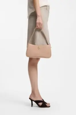 BOSS Suede Shoulder Bag With Monogram - Light Red