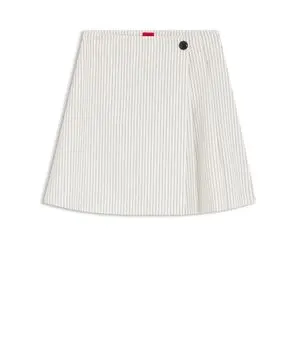 Hugo Faux-wrap Pinstripe Mini Skirt - Patterned