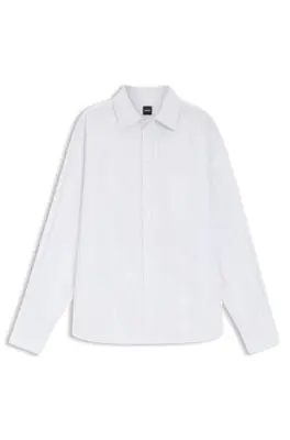 BOSS Striped Relaxed-fit Cotton Canvas Blouse