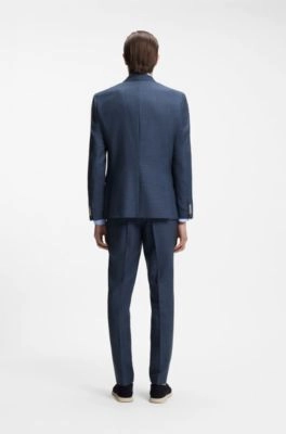 BOSS One Slim-fit Jacket In Virgin Wool - Light Blue