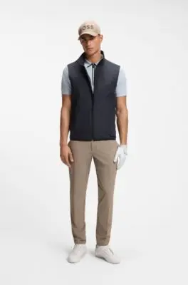 BOSS Framed-zip Polo Shirt In Waffle Jacquard - Light Blue