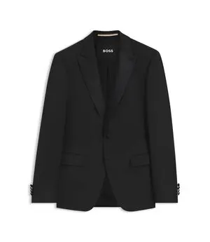 BOSS Slim-fit Virgin-wool Tuxedo Jacket - Black