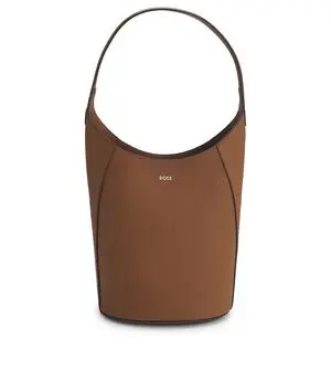 BOSS Leather Bucket Bag With Logo - Brown