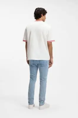 BOSS Relaxed-fit T-shirt In Cotton With Striped Trims