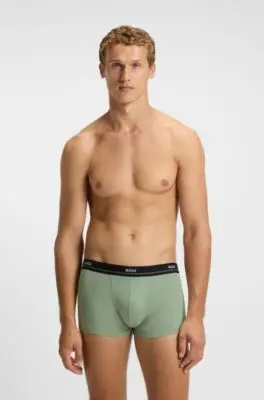 BOSS Five-pack Of Stretch-cotton Trunks With Logo Waistbands - Patterned
