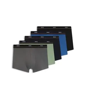 BOSS Five-pack Of Stretch-cotton Trunks With Logo Waistbands - Patterned