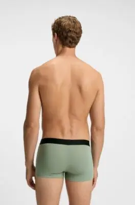 BOSS Three-pack Of Stretch-cotton Trunks With Logo Waistbands - Patterned