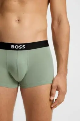 BOSS Three-pack Of Stretch-cotton Trunks With Logo Waistbands - Patterned