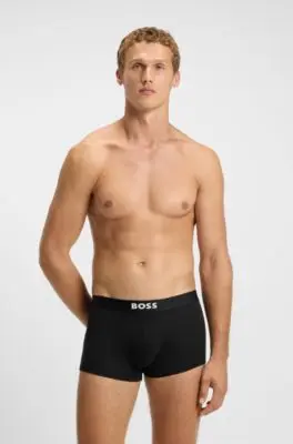 BOSS Three-pack Of Stretch-cotton Trunks With Logo Waistbands - Patterned