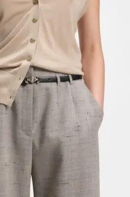 BOSS Italian-leather Belt With Monogram Buckle
