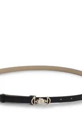 BOSS Italian-leather Belt With Monogram Buckle