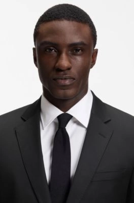BOSS One Slim-fit Suit Jacket In Virgin Wool Serge - Black