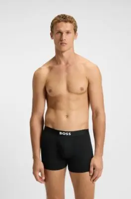 BOSS Three-pack Of Boxer Briefs In Stretch Cotton - Patterned