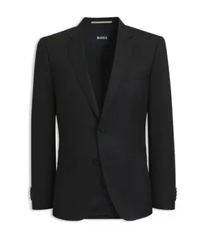 BOSS One Slim-fit Suit Jacket In Virgin Wool Serge - Black
