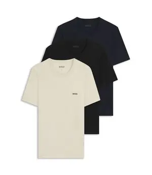 BOSS Three-pack Of Cotton T-shirts With Logo Embroidery - Patterned
