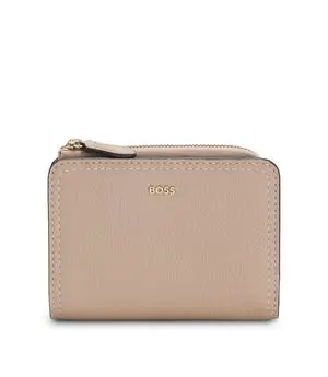 BOSS Grained-leather Wallet With Metallic Logo Lettering - Light Red
