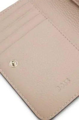 BOSS Grained-leather Wallet With Metallic Logo Lettering
