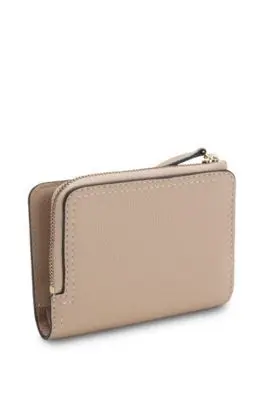 BOSS Grained-leather Wallet With Metallic Logo Lettering