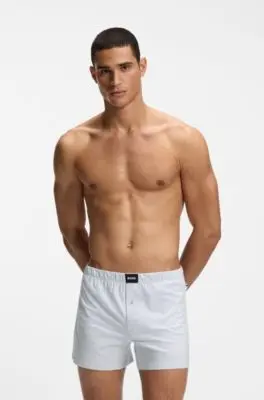 BOSS Two-pack Of Boxer Shorts In Stretch Cotton - Patterned