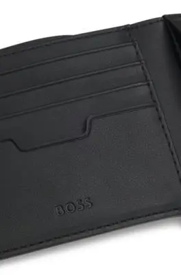 BOSS Billfold Wallet With Silver-tone Logo And Coin Pocket - Black