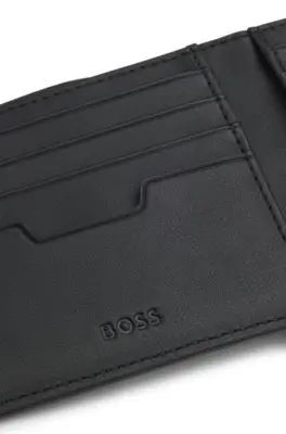 BOSS Billfold Wallet With Silver-tone Logo Lettering - Black