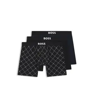 BOSS Three-pack Of Stretch-cotton Boxer Briefs - Black