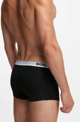 BOSS Three-pack Of Cotton Trunks With Logo Waistband - Black