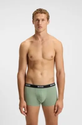 BOSS Three-pack Of Cotton Trunks With Logo Waistband - Patterned