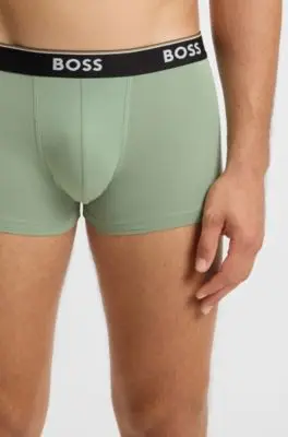 BOSS Three-pack Of Cotton Trunks With Logo Waistband - Patterned