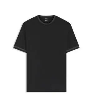 BOSS Contrast-tipping Slim-fit T-shirt In Mercerised Cotton - Black