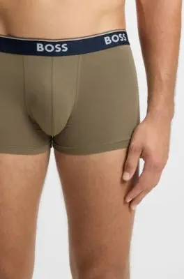 BOSS Three-pack Of Stretch-cotton Trunks With Logo Waistbands - Patterned