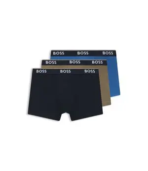 BOSS Three-pack Of Cotton Trunks With Logo Waistband - Patterned