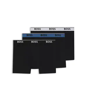BOSS Three-pack Of Stretch-cotton Boxer Briefs With Logo Waistband - Black