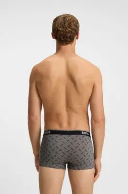 BOSS Three-pack Of Trunks With Logo Waistbands - Light Grey