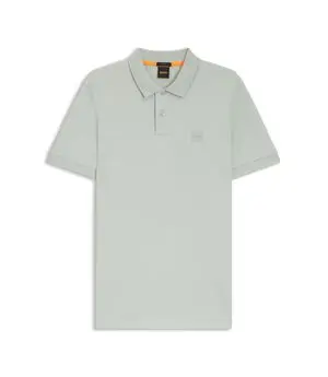 BOSS Stretch-cotton Slim-fit Polo Shirt With Logo Patch - Silver