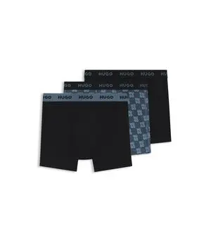 Hugo Three-pack Of Boxer Briefs In Stretch Cotton - Patterned