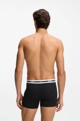 Hugo Three-pack Of Branded Boxer Briefs In Stretch Cotton