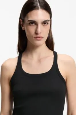 BOSS Racer-back Tank Top In Stretch Cotton