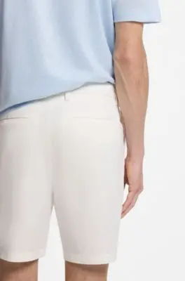 BOSS Modern-fit Stretch-cotton Twill Shorts - White