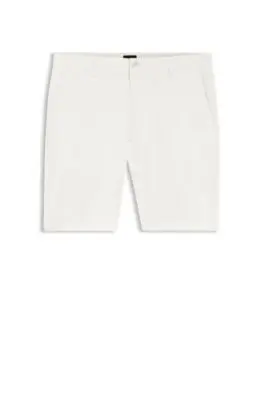 BOSS Modern-fit Stretch-cotton Twill Shorts - White