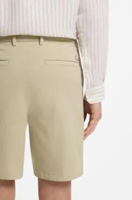 BOSS Modern-fit Stretch-cotton Twill Shorts - Light Beige