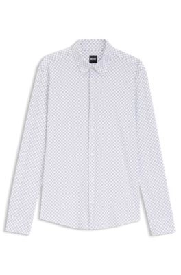 BOSS Printed Slim-fit Shirt In Performance-stretch Jersey