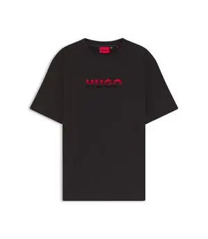 Hugo Gradient-logo Pyjama T-shirt In A Cotton Blend - Black