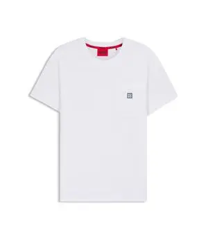 Hugo Stacked-logo Pyjama T-shirt In Stretch Cotton - White