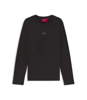 Hugo Logo-label Pyjama T-shirt In A Cotton Blend - Black