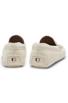 BOSS Penny-trim Suede Loafers - White