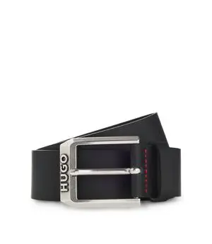 Hugo Leather Belt With Logo Buckle - Black