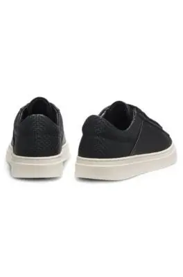 BOSS Low-top Trainers With Woven And Grained Effects - Black