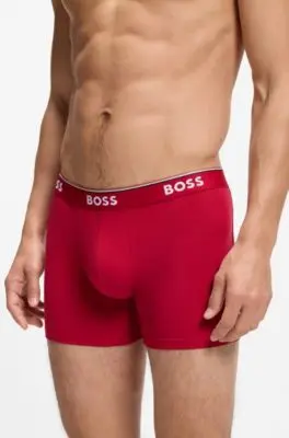 BOSS Three-pack Of Boxer Briefs In Stretch Cotton - Patterned